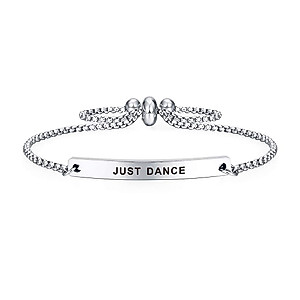 Dainty Cuff Bracelet - Just Dance - Meaningful Engraved Adjustable Bangle Bracelet - Encouragement Gift for Her