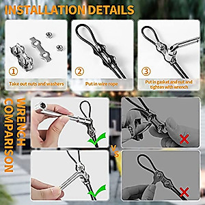 Keeimp String Light Hanging Kit,164 Ft Nylon Coated Stainless Steel 304 Wire Rope, String Lights Suspension Kit,Outdoor Light Hanging Kit