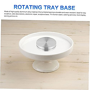 EXCEART 4 Pcs Turntable Base Aluminum Baking Pans Metal Tray Tool Tray Bearing Turntable Cake Bearing Heavy Duty Turntable Bearing Display Stand Plate Bearing Glass Turntable Base to Turn