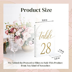 Acrylic Sign Gold Printed Table Numbers, Wedding Table Number for Wedding Reception Hotals Acrylic Sheets with Place Card Holder(4 x 6 Inch) (30)