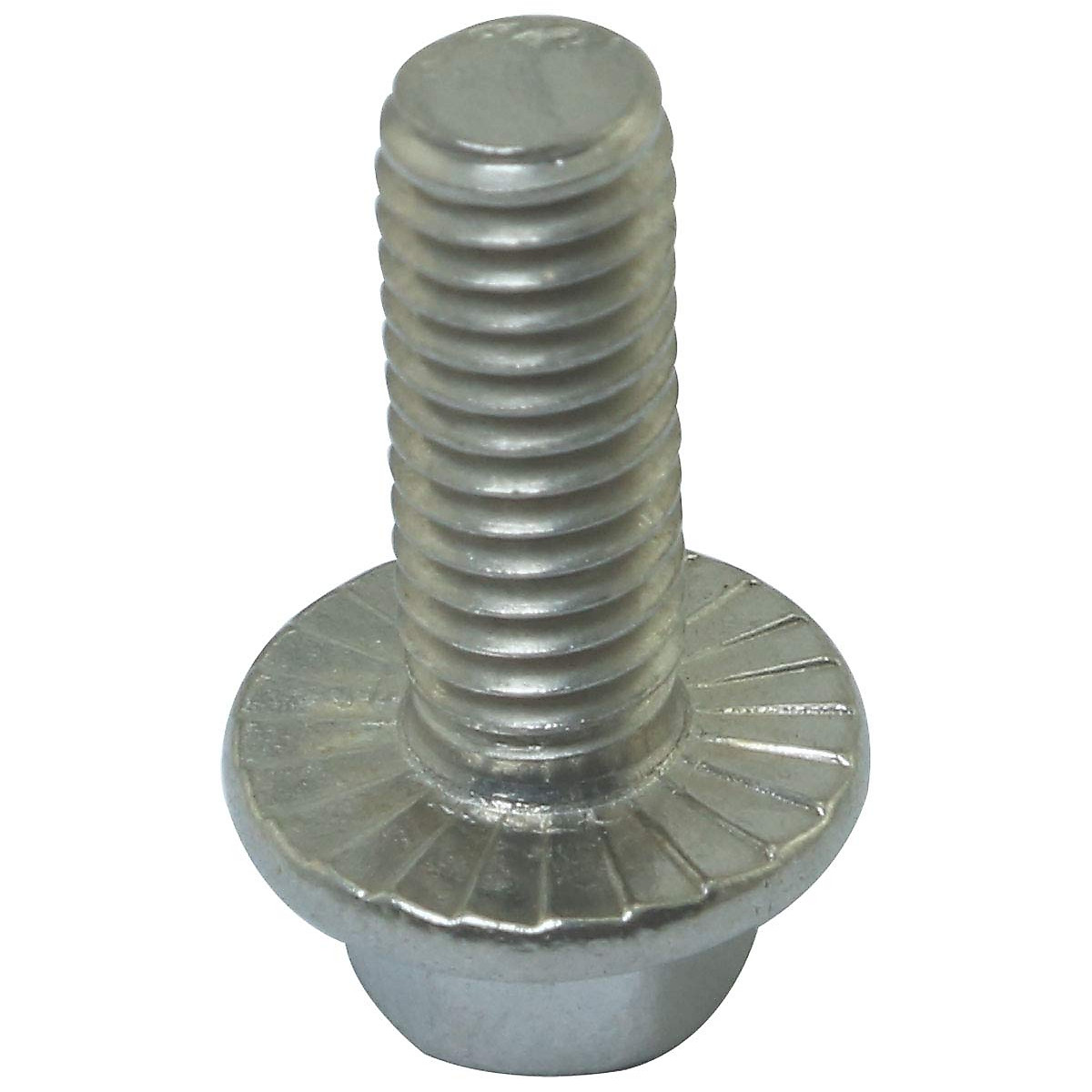 PZRT 12pcs Silver Tone Flanged Hex Head Bolts Flange Hexagon Screws, 304 Stainless Steel M6x16