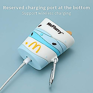 Airpod Case, 3D Cute Funny Cool Kawaii Fashion Food and Drink Airpod Case Design , Kawaii Fun Cool Keychain for Airpod 1/2 (McFlurry)