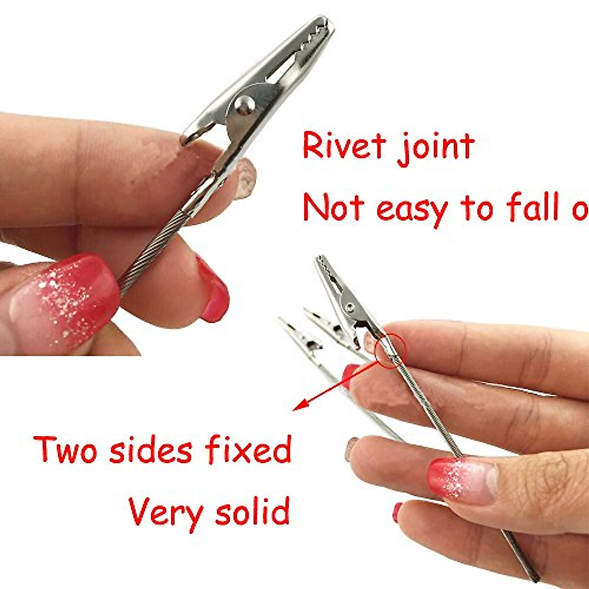 H&W 50 Pack Metal Wire Alligator Clamp, 4'' Long-Tailed Alligator Iron Clip, Stand Photo Holder Stand Memo Clip (WE1-D1)