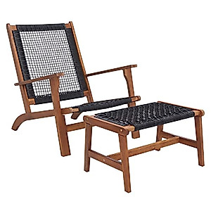 SAFAVIEH Outdoor Collection Chantelle Natural/Black Woven 5-Piece Patio Set