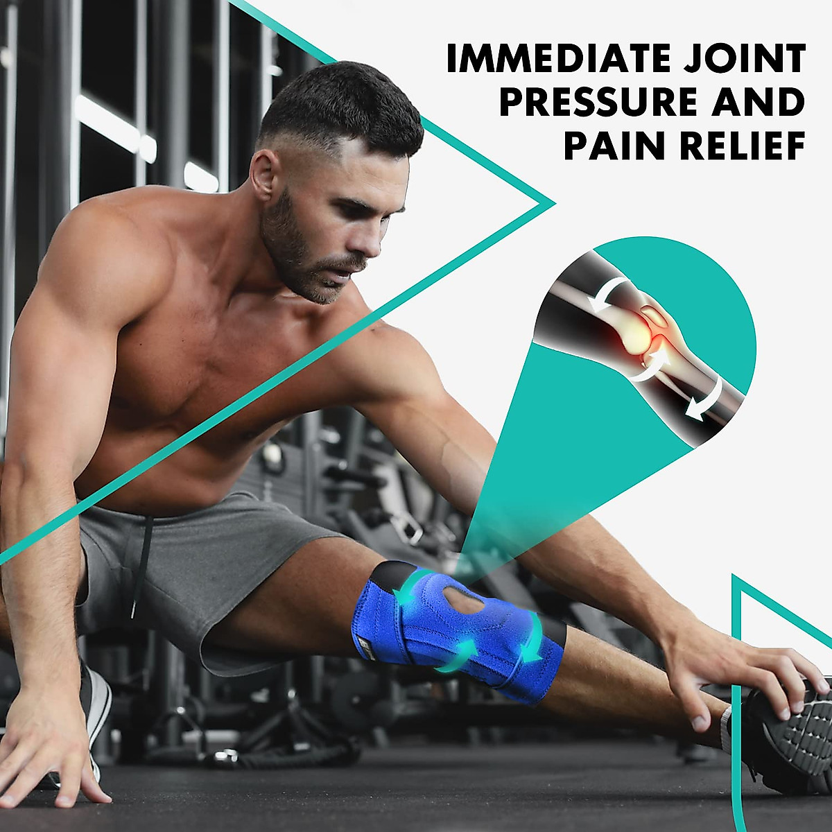 Movefix Knee Braces For Knee Pain, Patella Knee Braces For Knee Pain for Men and Women - Helps in Knee Support - Injury Recovery Knee Brace for Meniscus Tear, Arthritis, Workout (L/XL, Blue)