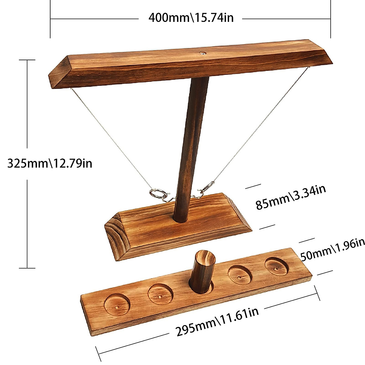 Bestdon Ring Toss Games for Adults, Fast-Paced Interactive Toss Games with Shot Ladder Bundle, Outdoor Indoor Handmade Wooden Hook and Ring Game for Bars, Home, Large