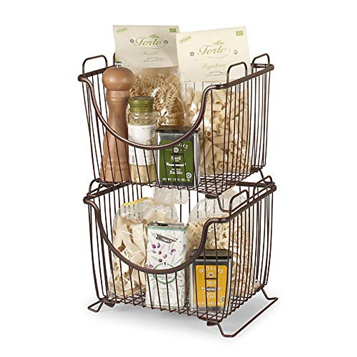 Spectrum Diversified Ashley Stackable Basket, Large, Bronze