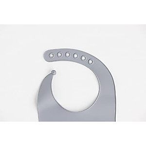 Solid Silicone Baby Bib, Baby and Toddler, Adjustable, Waterproof, Soft, Gray Blue