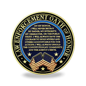Thin Blue Line Sheriff Police Challenge Coin Law Enforcement Oath of Honor