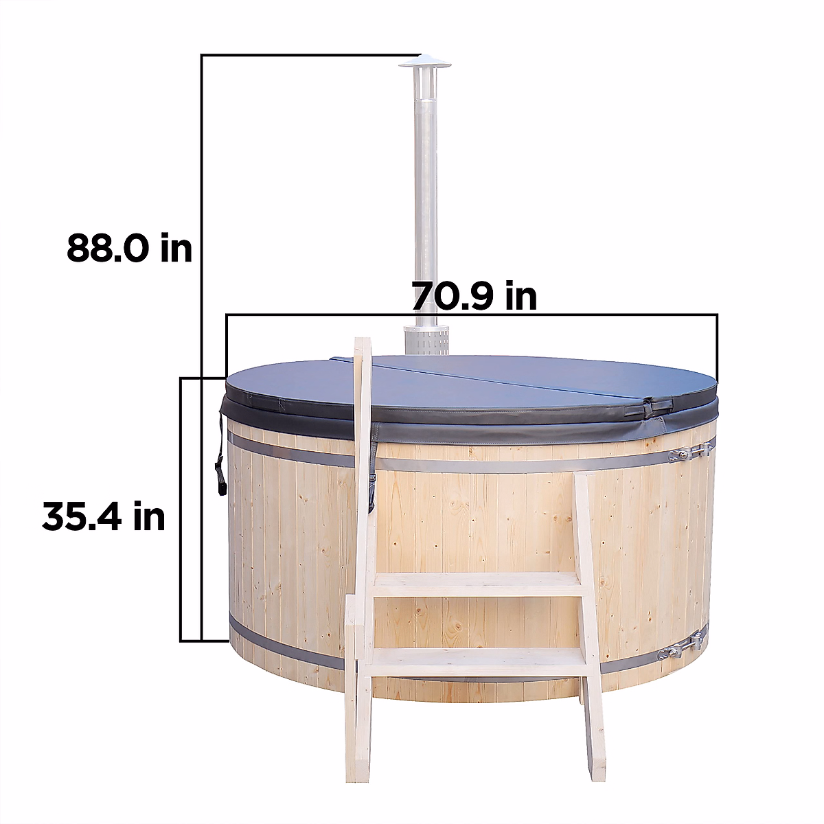 Wood-Fired Hot Tub and Ice Bath | Wood-Burning Hot Tub | Cold-Plunge Tub | 4-5 Person | 422 Water Gallon Capacity | Pine