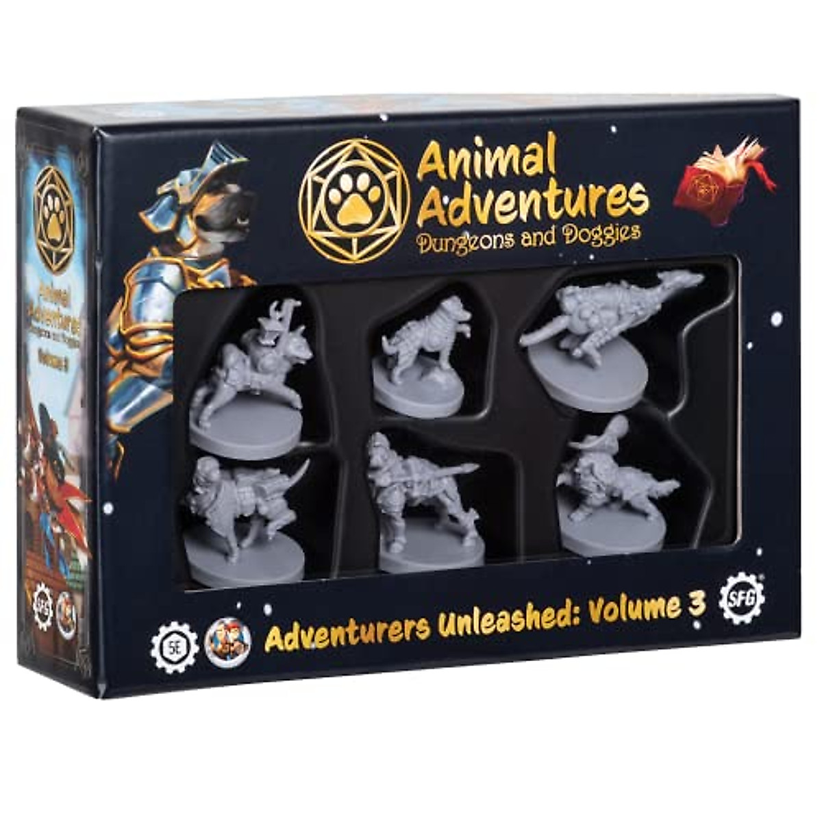 Steamforged Games Animal Adventures Doggies and Dungeons Volume 1-3 Miniatures Bundle (3 Items)