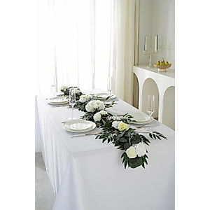 Craft And Party 10 Pack Rectangle Tablecloth, 90 x 132 Inch White Tablecloth, 8ft Rectangle Table Cloth, Polyester Fabric Washable Tablecloth for Home, Party, Wedding or Restaurant Use.