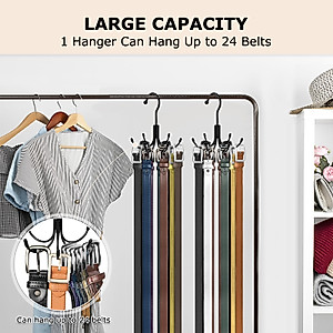Belt Hanger, HOMEBROS Black 360° Rotatable Metal Belt Rack Organizer for Closet Space Saving Belt Hooks Maximum 24 Storage Capacity for Belt Tie Tank Top Bra Scarf Hat Purse - 1 Pack