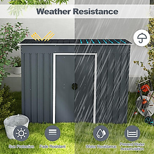 IRONMAX Outdoor Storage Shed with Floor, 6 x 3 FT Galvanized Steel Garden Shed Cabinet with Double Sliding Door & Air Vent, Utility Metal Tool Storage Shed House for Garden, Backyard, Patio, Lawn