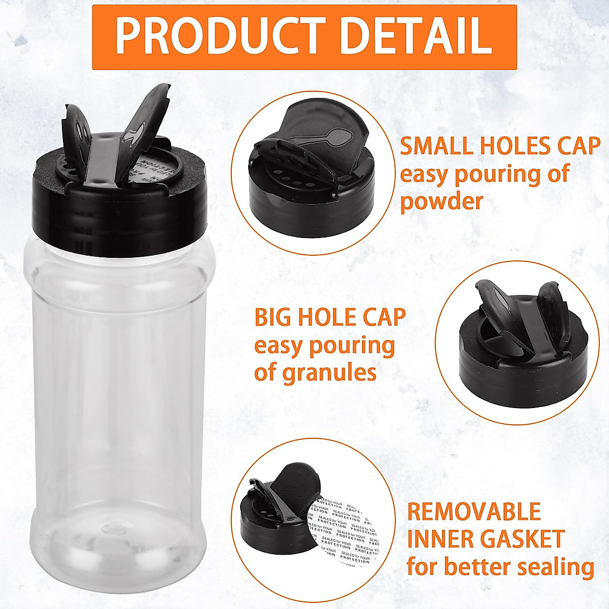 JMIATRY 36 Packs 3.4oz Plastic Spice Jars with Shaker Lids Empty Plastic Spice Bottles with Labels 100ML/ 3.4 Ounce Plastic Seasoning Containers for Spice,Herbs,Powders,Glitters