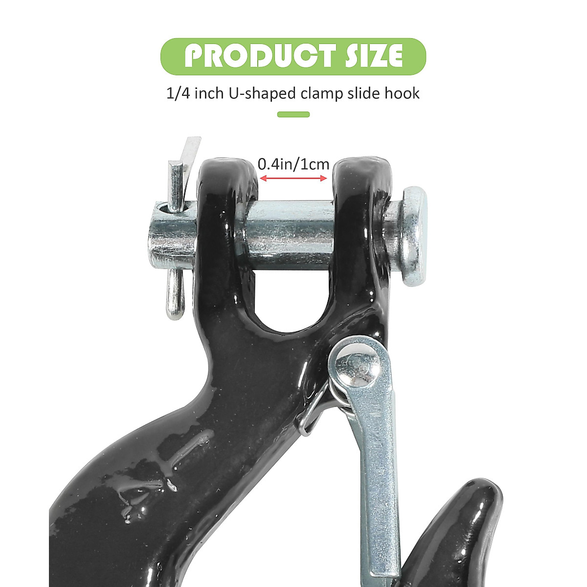 RACOONA Winch Hook,Chain Hook,1/4 inch Clevis Slip Hook with Safety Latch,Car Accessories Heavy Duty Safety Chain Hook,Forged Steel Towing Winch Hook for ATV UTV,Fit 3/16” 1/4” Synthetic Winch Rope