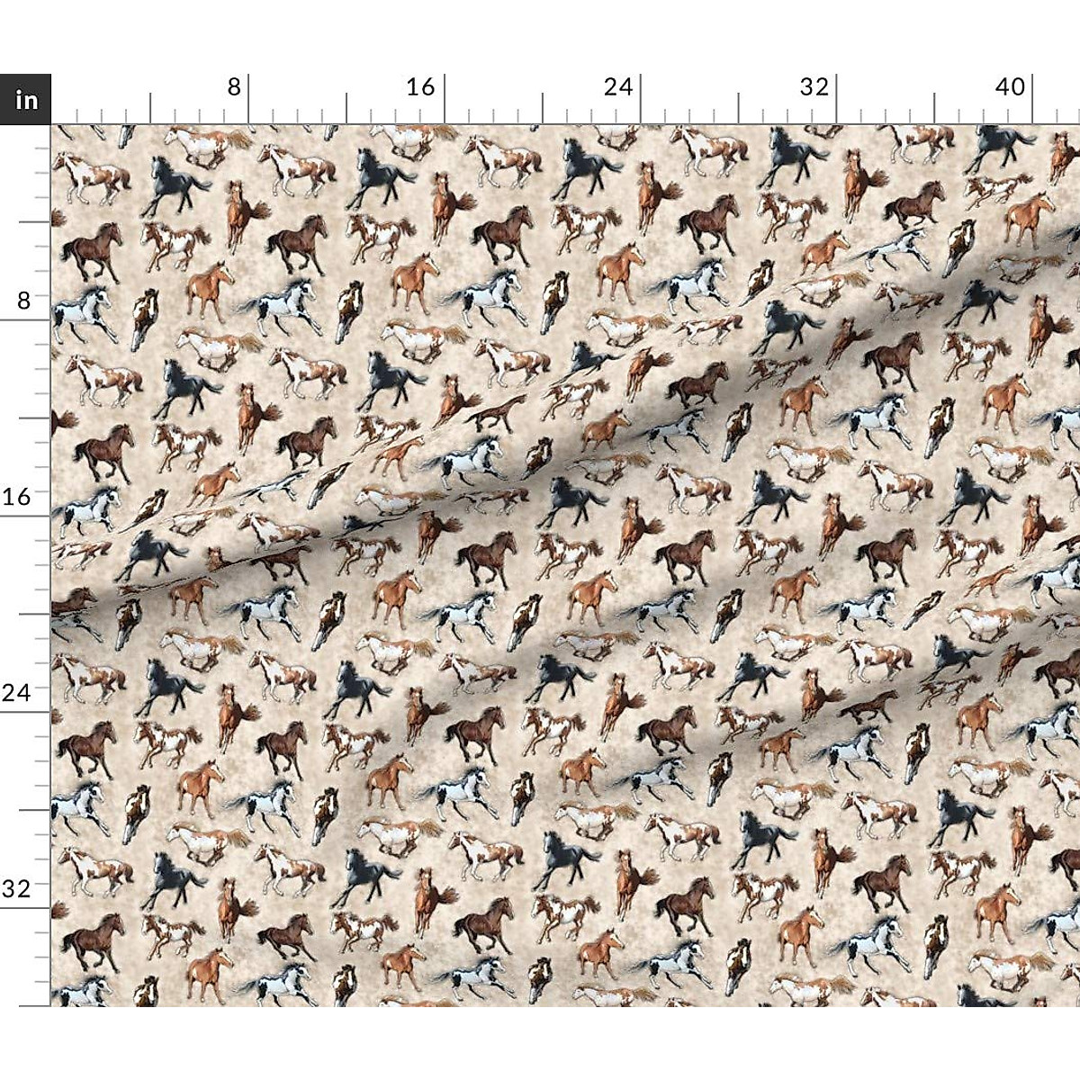 Spoonflower Fabric - Paint Horses Tan Brown Animals Horse Printed on Petal Signature Cotton Fabric by The Yard - Sewing Quilting Apparel Crafts Decor