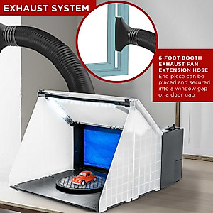 Master Airbrush Brand Lighted Portable Hobby Airbrush Spray Booth with LED Lighting for Painting All Art, Cake, Craft, Hobby, Nails, T-Shirts & More. Includes 6 Foot Exhaust Extension Hose