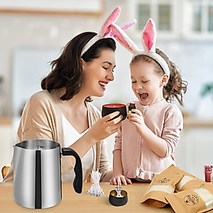 SAEUYVB 32oz Stainless Steel Wax Melting Pot with Heat-Resistant Handle and Dripless Pouring Spout for Candle Making