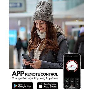 Silonn Electric Fireplace Heater, 5300 BTU Portable Fireplace with App & Remote,24-inch Low Noise Electric Fire Place with 5 Brightness Levels, Temp Control & Timer for Living Room, Bedroom, Black