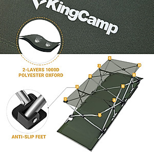 KingCamp Camping Cot Heavy Duty Camping Cots for Adults Oversized Portable Folding Sleeping Cot for Travel Outdoors Vacation Home Office Nap Camping Bed Cots