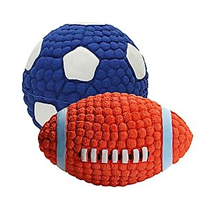 balacoo 2pcs Soccer chew Toy Squeaker Soccer Dog Toy Dog chew pet chew Toy Outside Toys Dog Toys Squeaky Training pet Rugby Toy Squeaky Dog Outdoor dogman Toys Pet Toy Spherical Tennis