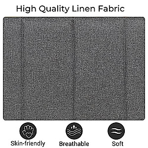 Tiptiper LED Lights Headboard, Platform Bed Frame Queen Size with Outlets and USB Ports, Upholstered Bed with Storage, No Box Spring Needed, Dark Grey