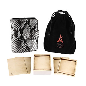 Forged Dice Co. Spellbook of Incantations (Mystical Dragon Skin Edition) Spellbook Card Holder & Pack of Dry Erase Cards with Velvet Storage Bag - Storage for D&D Spell Book Monster Magic Item Cards