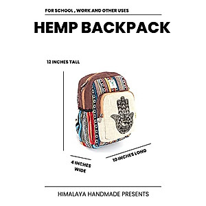 Unique Hand Print Mini Hemp Backpack Small Back Pack Hippie Bag Pack Festival Bag Pack 100% Hemp|100 VEGAN| FAIR TRADE | Handmade with Love