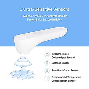 iHealth Wireless No-Touch Thermometer for Adults, Digital Infrared Fever Thermometer for Home, Thermometer for Babies & Kids with 3 Sensors, Bluetooth Forehead Thermometer with Gentle Vibration Sensor