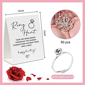 Ring Hunt Game(30 Rings with One Sign), Minimalistic Bridal Shower Game, Fun Wedding Game/Engagement Party Game, Bridal Shower Decorations-RH06