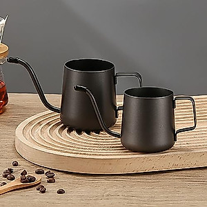 Long Mouth Coffee Kettle,Household Stainless Steel Gooseneck Narrow Spout Coffee Kettle Tea Kettle Long Spout Kettle Coffee Kettle for Home Dessert Shop Cafe Office (Black 600ml)