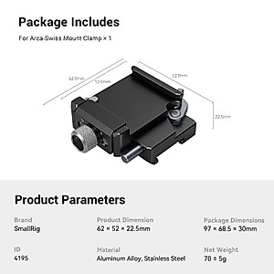 SmallRig RS 3 Mini Quick Release Clamp for DJI RS 3 Mini, for Arca-Swiss Mount Clamp - 4195