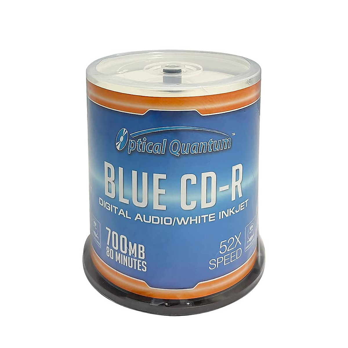 Optical Quantum Digital Audio Music 700MB 52x Blue AZO CD-R White Inkjet Printable, 100 Discs