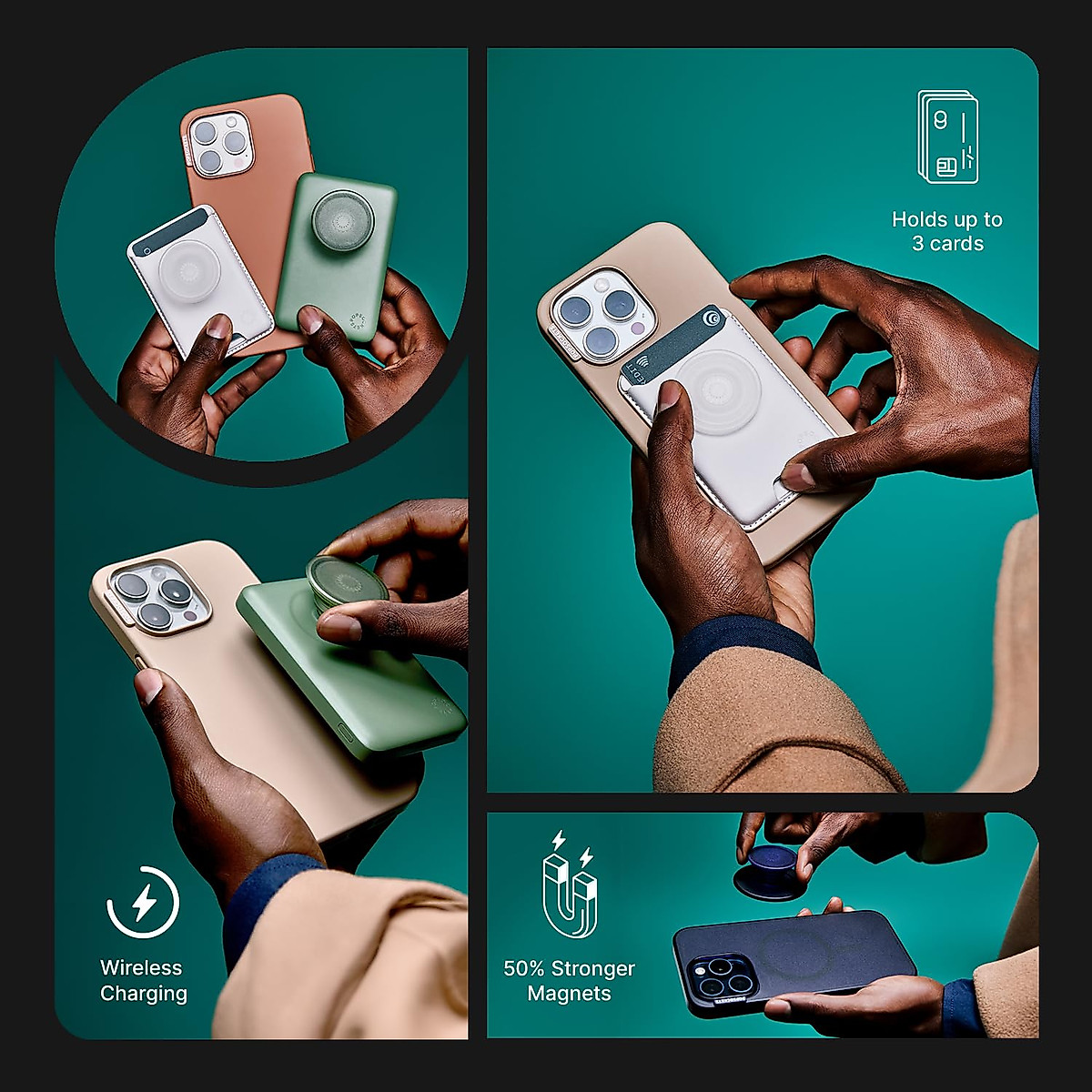 PopSockets Phone Grip Compatible with MagSafe, Adapter Ring for MagSafe Included, Phone Holder, Wireless Charging Compatible - Clear