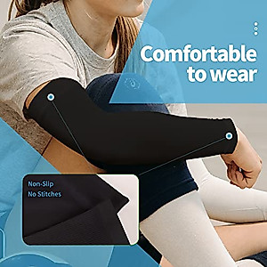 YESLIFE Black UPF 50 Cooling Sports Arm Sleeve for Women, Men & Kid, UV Sun Protection Arm Sleeves for Men & Women - Tattoo Cover Up