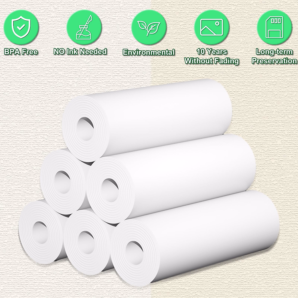 PROGRACE 6 Rolls Thermal Print Paper for Kids Instant Print Camera - Refill Print Paper Set for Kids Camera Inkless Paper for Most Kids Instant Camera 57 x 30 mm BPA Free