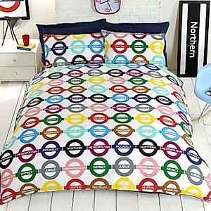 Homespace Direct London Undgerground Tube Duvet Cover & Pillowcase Bedding Set Double