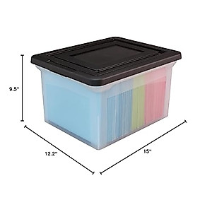 Office Depot® Brand Letter And Legal File Tote, 18"L x 14 1/4"W x 10 7/8"H, Clear/Black