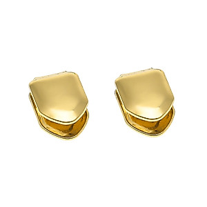 COLORFUL BLING 8 Tooth Grill Gold Silver,Hip Pop Teeth Dental Drill,8 Top 6 Bottom Set,2 Piece 14K Plated Gold Grill Mouth Teeth Punk Dental Accessories-2 pcs Gold