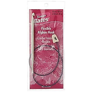 Silvalume Aluminum Flexible Afghan Crochet Hook 22", Size J10/6mm