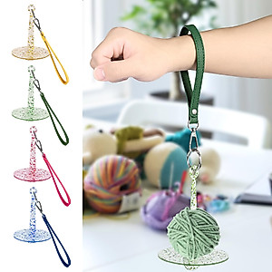 KTZCTPCA 4Pcs Wrist Yarn Holder, Wooden Yarn Holder with Wrist Strap, Detachable String Dispenser Yarn Ball Minder Crochet Wrist Holder Crochet Yarn Spinner for Knitting Crocheting Lover