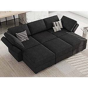 Belffin Modular Sofa Bed Module Sectional Sleeper Sofa Convertible Sectional Couch Bed Set Sleeper Couches Dark Grey