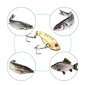 Fishing Spoons, Spoon Fishing Lures Fishing Spinner Baits Crank Baits Metal Sequin with Treble Hooks Flutter Fish Lures Tackle for Bass Crappie Trout Steel Head Salmon Pike Walleye Shad Freshwater