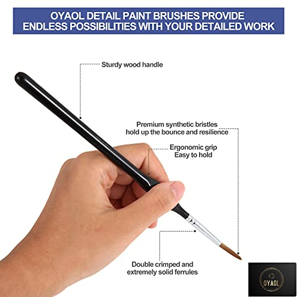 10Pack Detail Paint Brush Set - Premium Miniature Paint Brushes, Fine Detial Paint Brushes for Warhammer 40k Miniature Figures, Fine Detailing by OYAOL