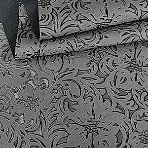 12 x 53 Inch Embossed Faux Leather Roll Vintage Flower Textured Synthetic Leather Fabric for DIY Sewing Crafts Wallets Jewlery Making (Gray)