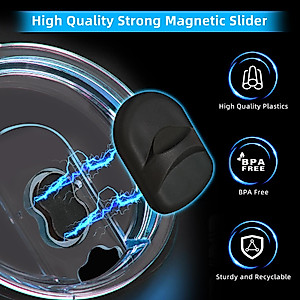 2 Pack Tumbler Lids for YETI, Replacement Lids Compatible with YETI 35/42 oz Tumbler with Handle, 30 oz Travel Mug, 26 oz Straw Cup, 14 oz Mug, BPA Free Cup Lids with Magnetic Slider Switch