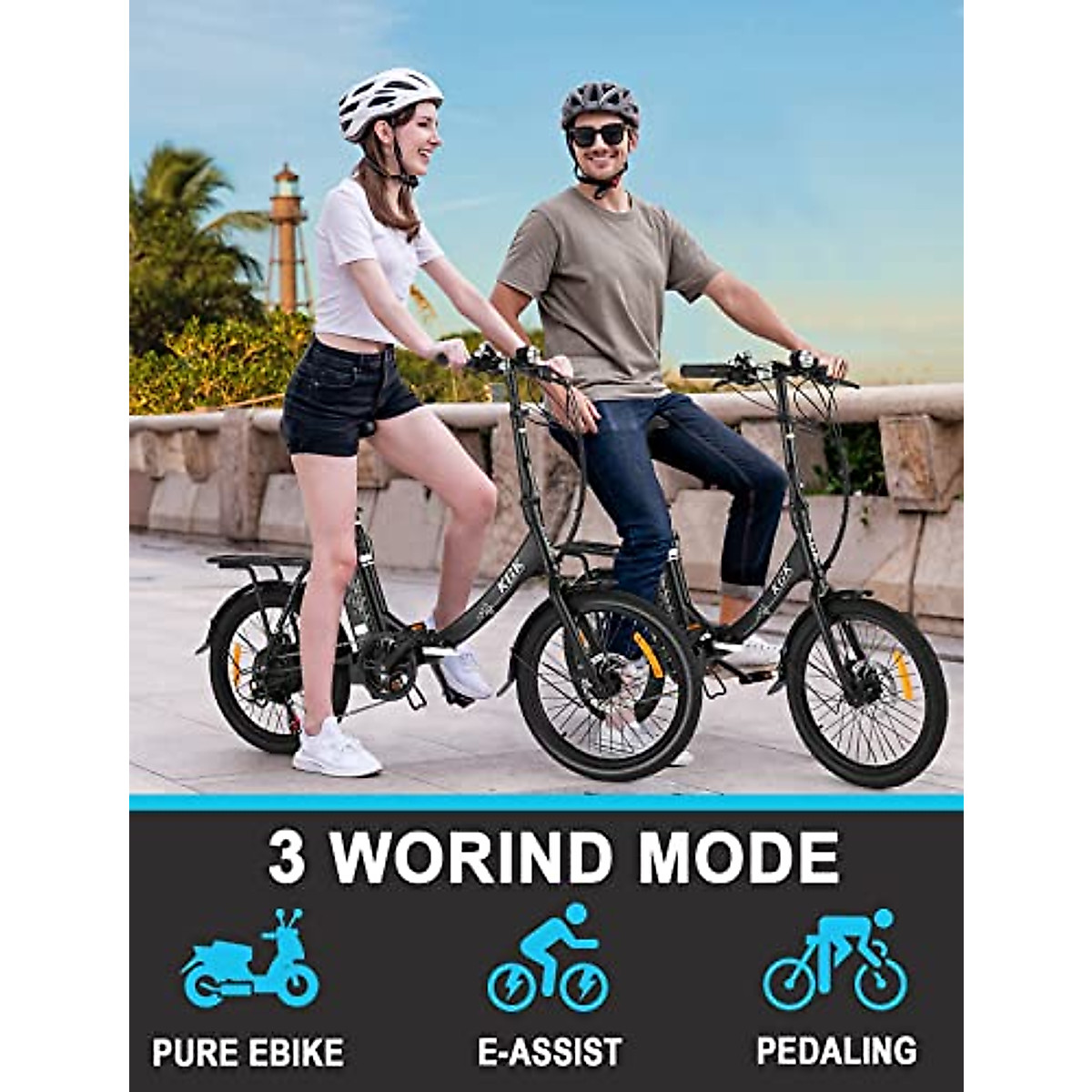 KGK 20'' Folding Electric Bike for Adults Teens Adjustable Height 350W Electric Commuter Bicycle for Women Men Adult Electric Mountain Bike Throttle & Pedal Assist Electric Road Touring Hybrid Ebike