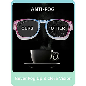 LianSan Oversize Anti-Fog Safety Goggles for Nurses, Z87.1 Certified Safety Glasses for Women, Square UV Protection Rainbow