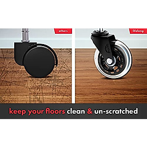 Office Chair Caster Wheels CINEYO Replacement Rubber Chair casters for Hardwood Floors and Carpet, (Set of 5) Heavy Duty Office Chair casters for Chairs to Replace Office Chair mats Universal fit